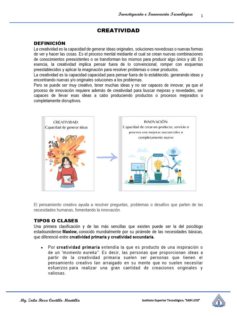 Tipos y Etapas de la Creatividad | PDF | Creatividad | Pensamiento
