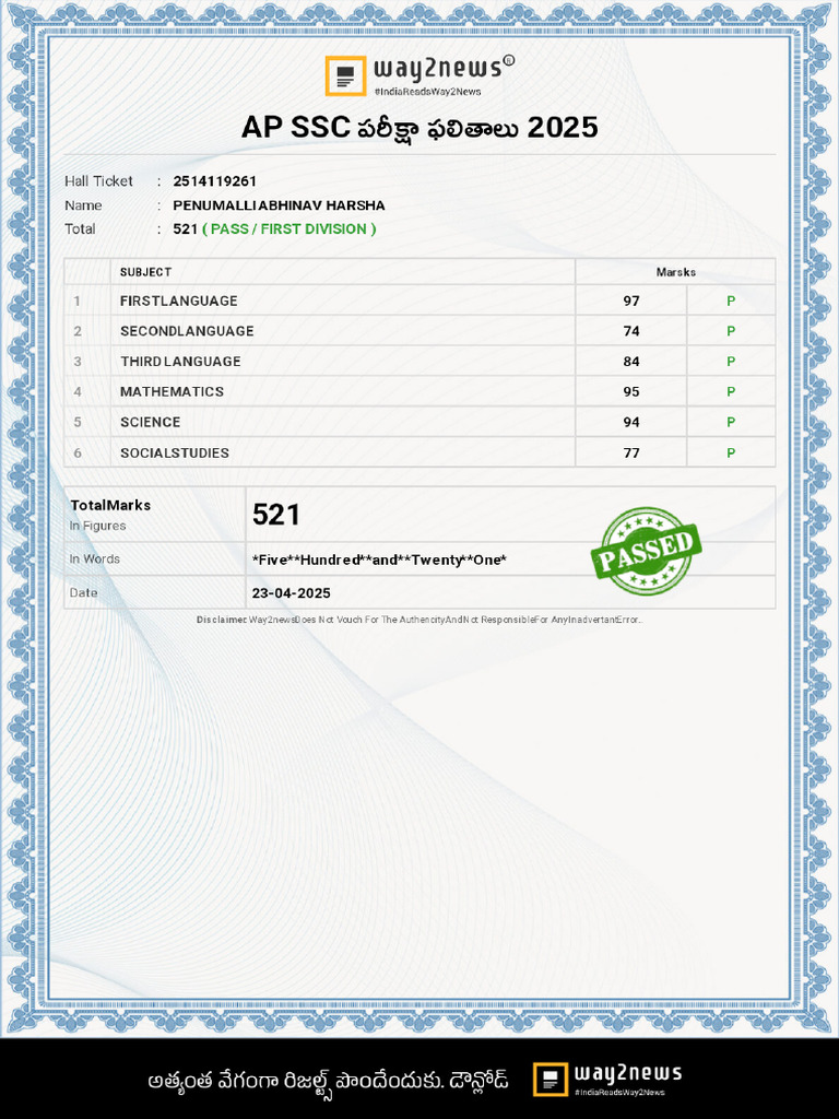 Ap SSC Marks Memo | PDF