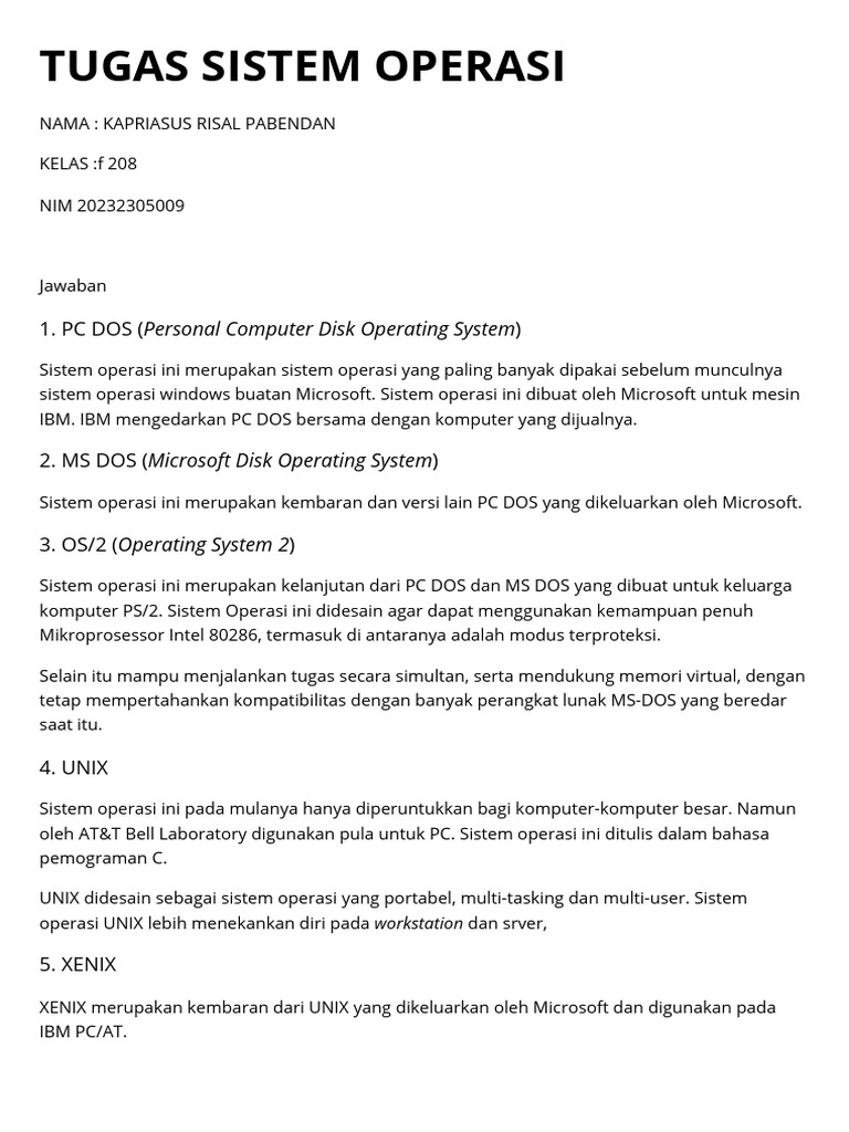 Tugas Sistem Operasi | PDF