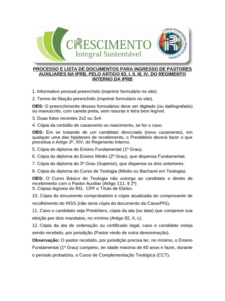 Lista Documentos Recebimento | PDF