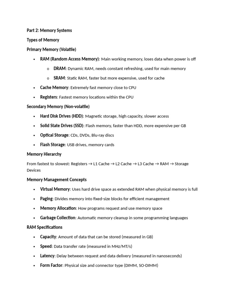 Computer System Part 2 Notes | PDF