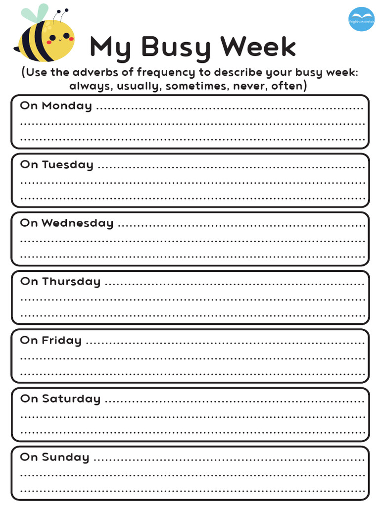 My Busy Week Englishmat | PDF