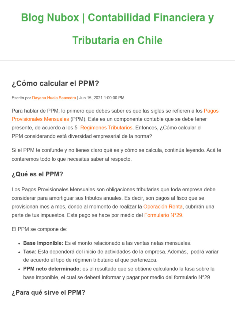 Cómo calcular el PPM en Chile | PDF | Impuestos | Impuesto sobre la renta