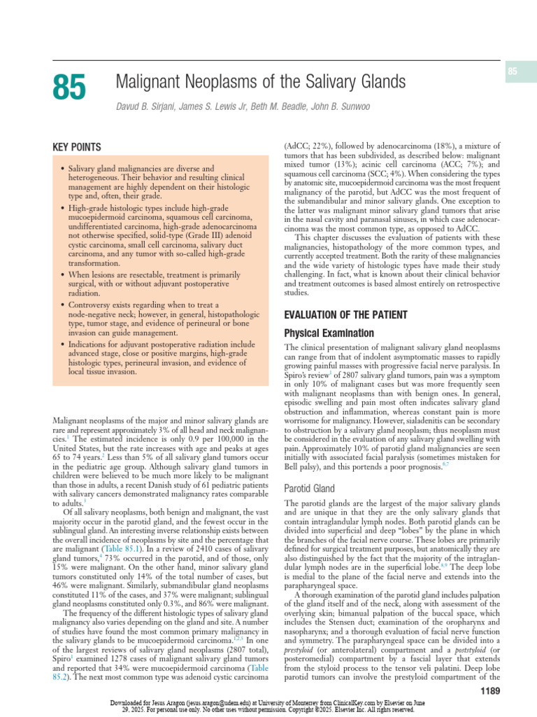 Malignant Neoplasms of The Salivary Glands | PDF | Carcinoma | Biopsy