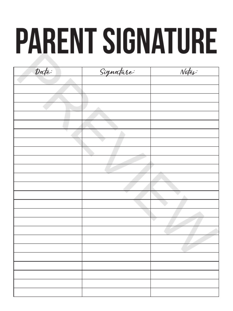 Parent Signature: Preview | PDF