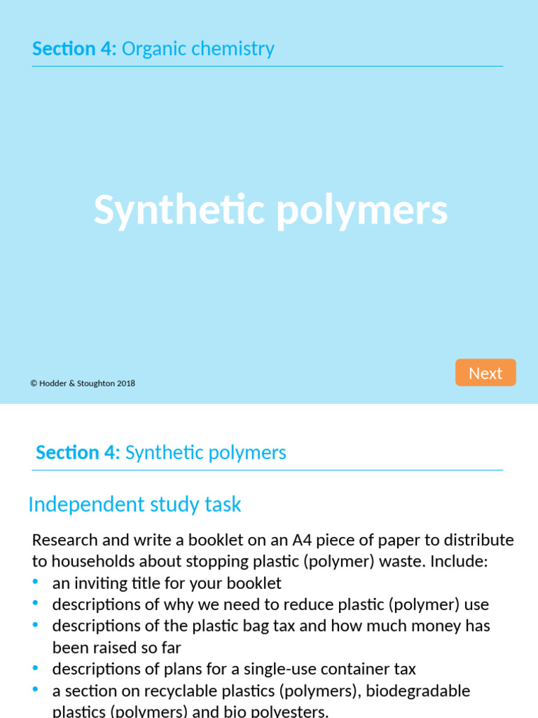 Synthetic Polymers Independent Learning Task | PDF