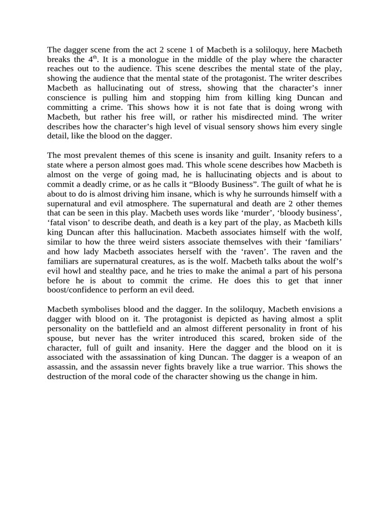 The Dagger Scene From The Act 2 Scene 1 of Macbeth | PDF | Macbeth