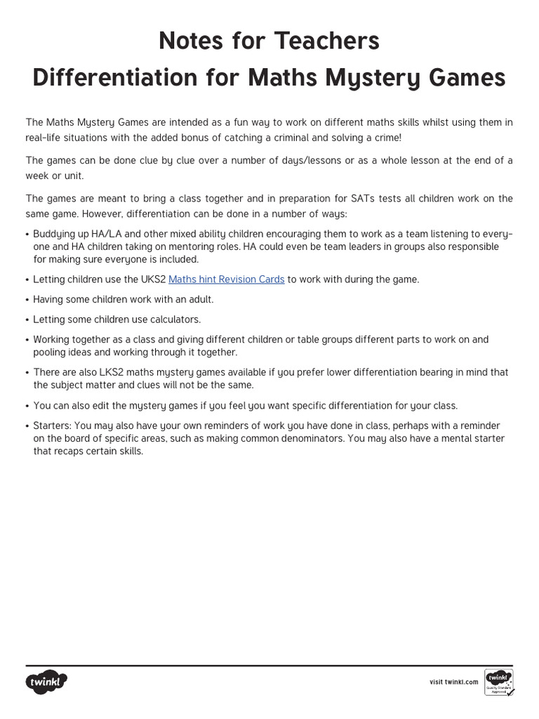 The Mystery of The Firework Filcher Maths Game | PDF | Area ...