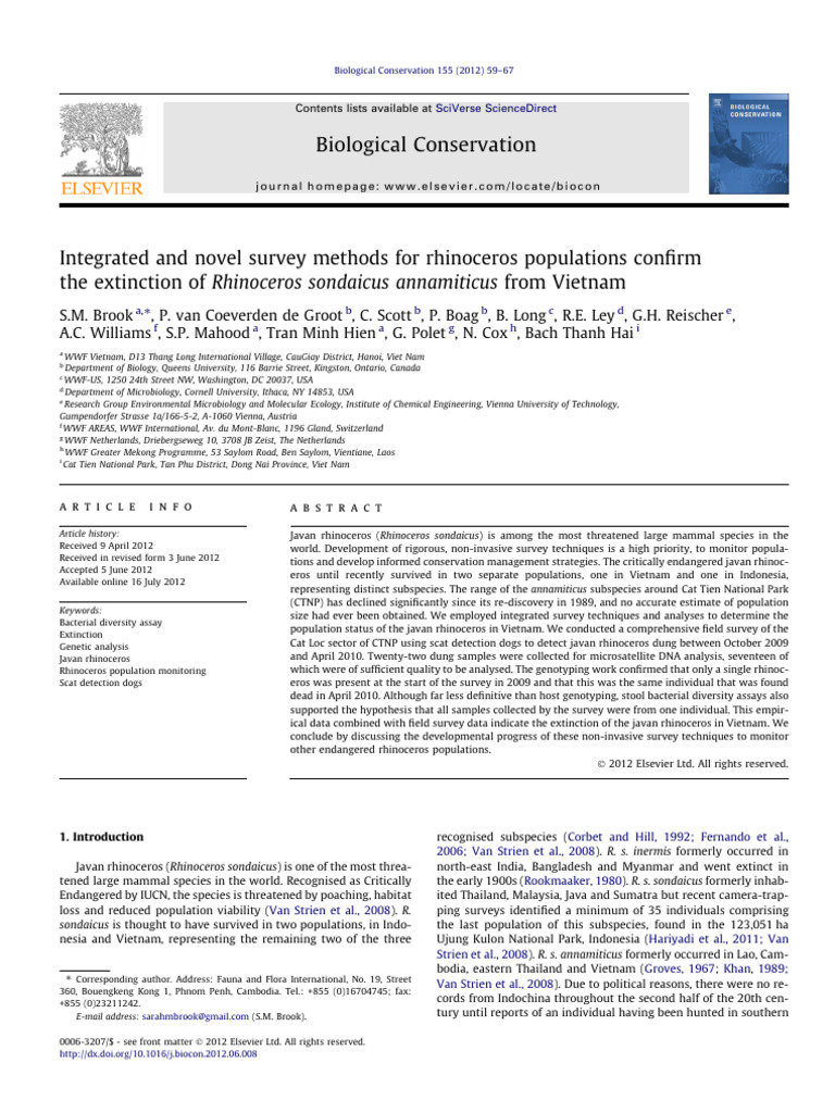 Brook Et Al - 2012 - Integrated and Novel Survey Methods Confirm The ...