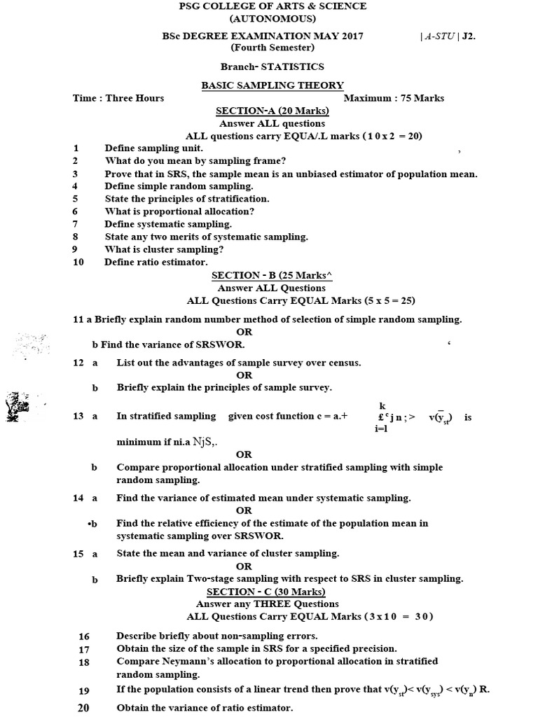 Basic Sampling Theory May 2017 | PDF | Sampling (Statistics) | Estimator