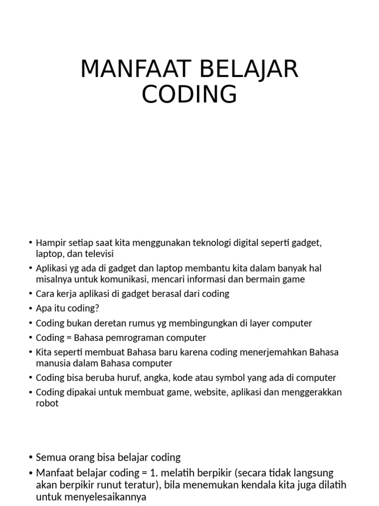 Manfaat Belajar Coding untuk Anak SD | PDF