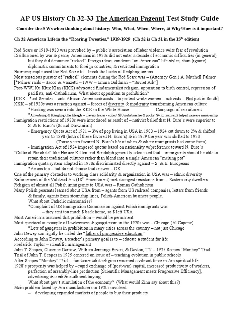 AP US History CH 32-33 Test Study Guide | PDF | Herbert Hoover | Ku ...