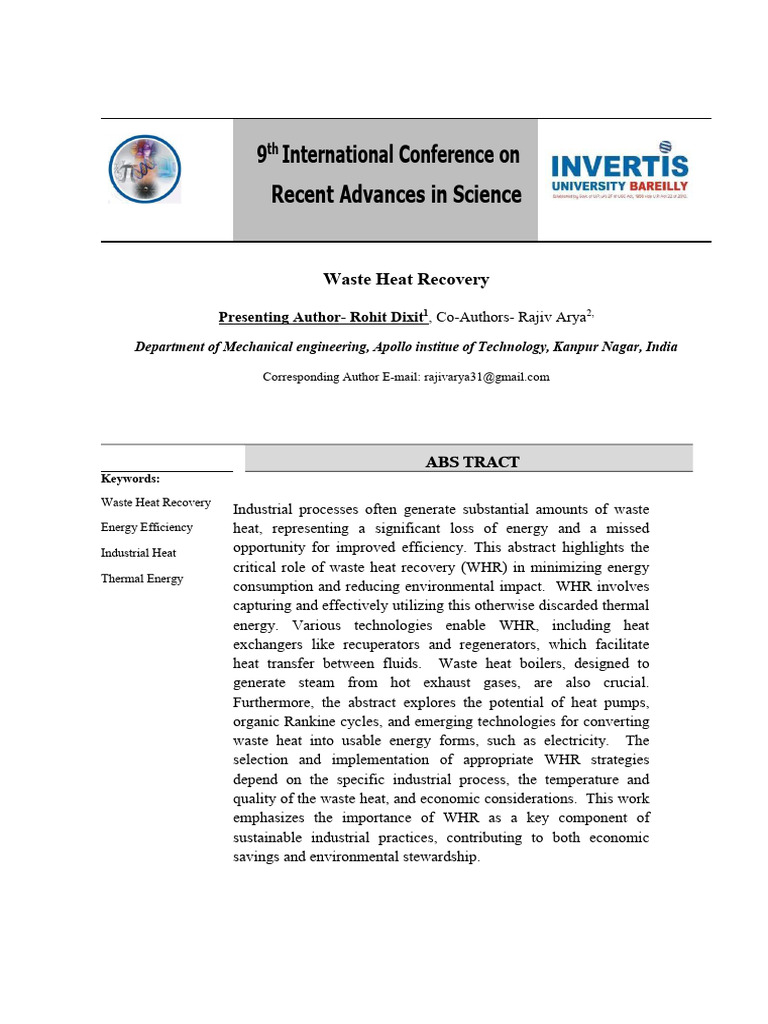 Waste Heat Recovery | PDF