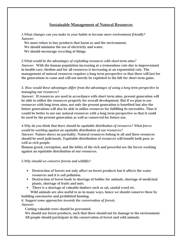Sustainable Natural Resource Management | PDF | Forests | Water