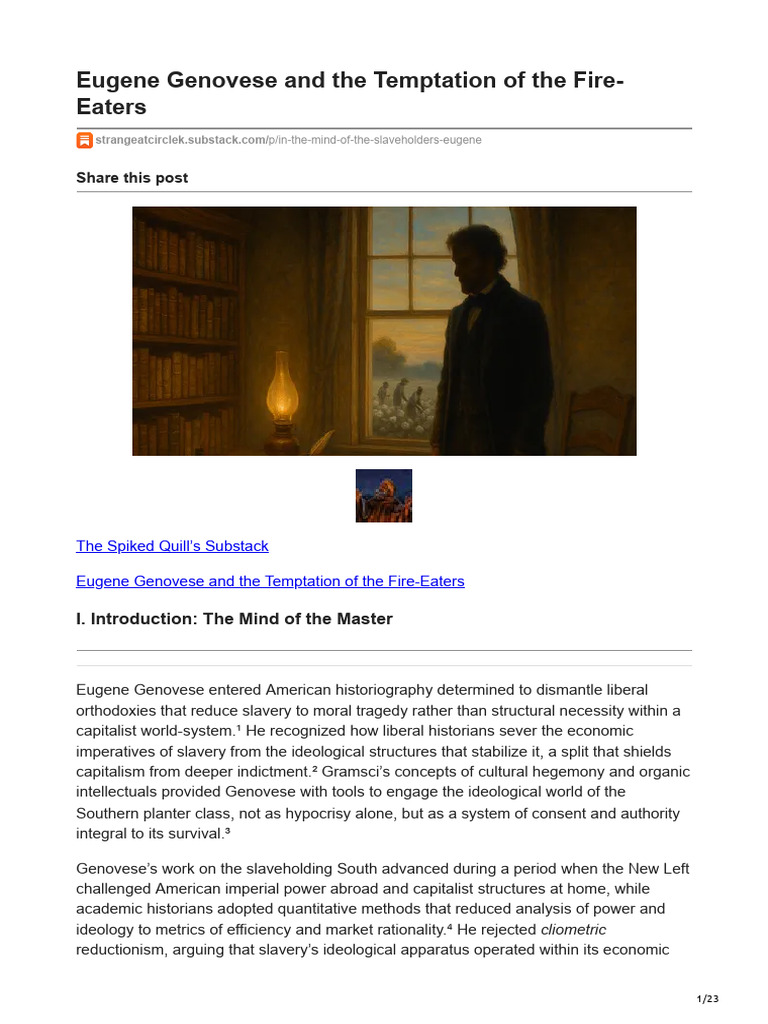 Eugene Genovese and The Temptation of The Fire-Eaters | PDF ...