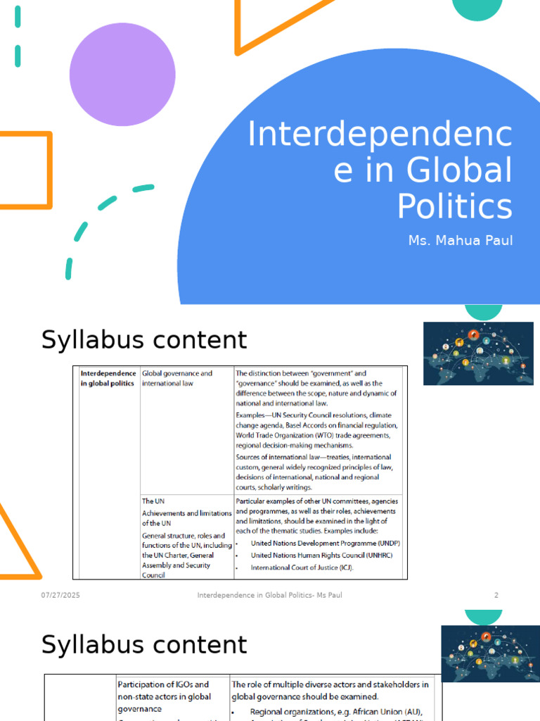 Interdependence in Global Politics | PDF | World Trade Organization ...