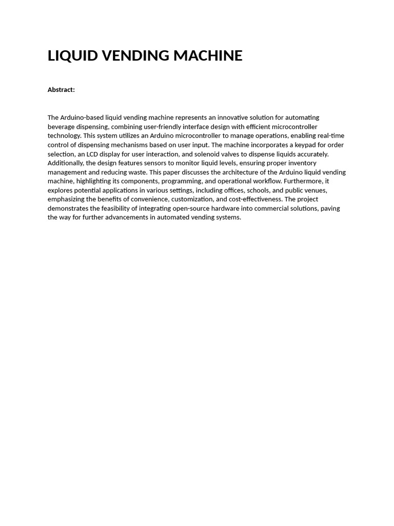 Liquid Vending Machine | PDF