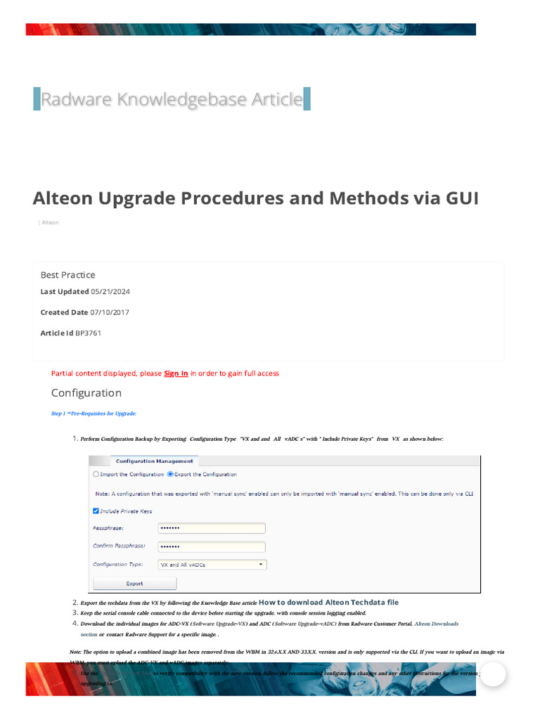 Alteon Upgrade Guide for vADC and VX | PDF | Usb Flash Drive | Booting