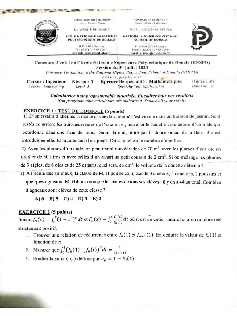 Sujets Polytech Douala | PDF