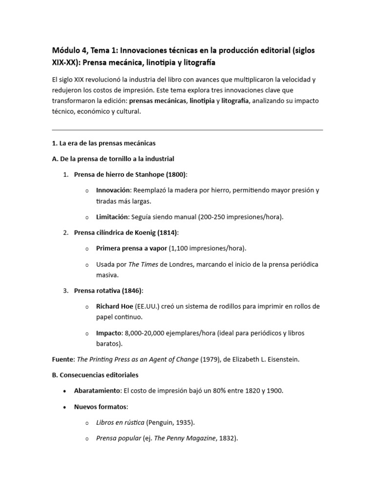 Historia de La Edición GUÍA AUTODIDACTA MÓDULO4 | PDF | Derechos de autor | Litografía