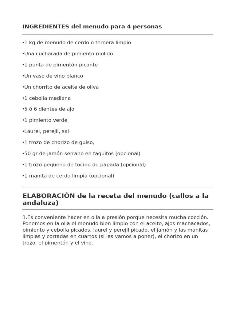 Receta de Menudo | PDF