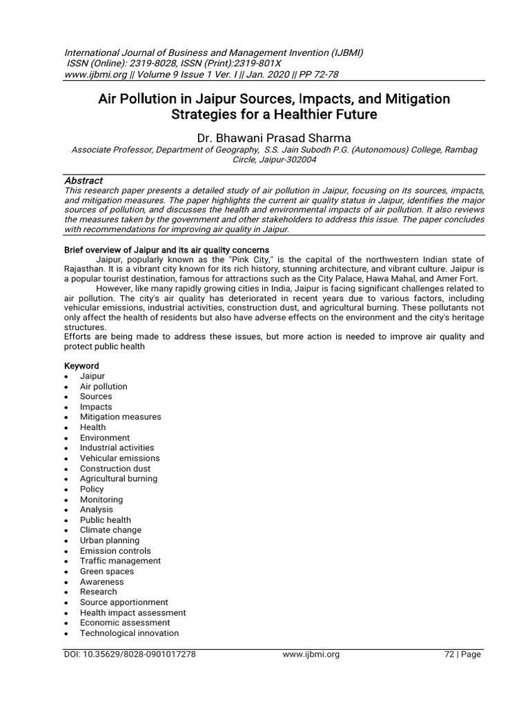 Research Paper On Air Pollution | PDF | Air Pollution | Particulates