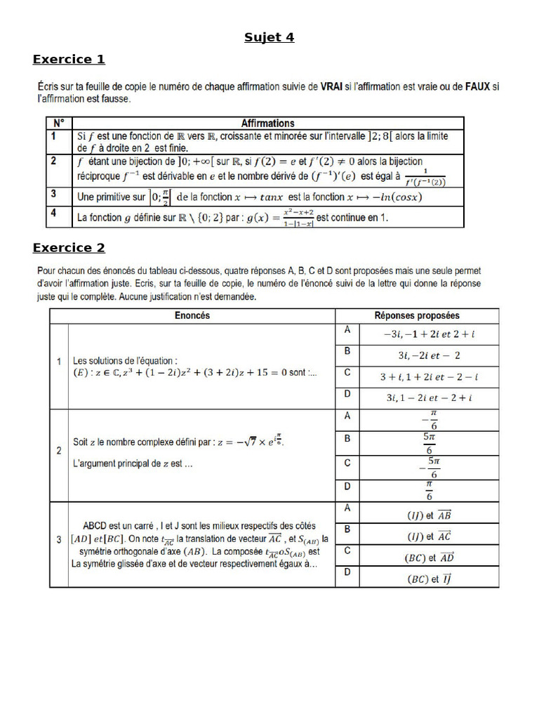 Sujet 4 | PDF