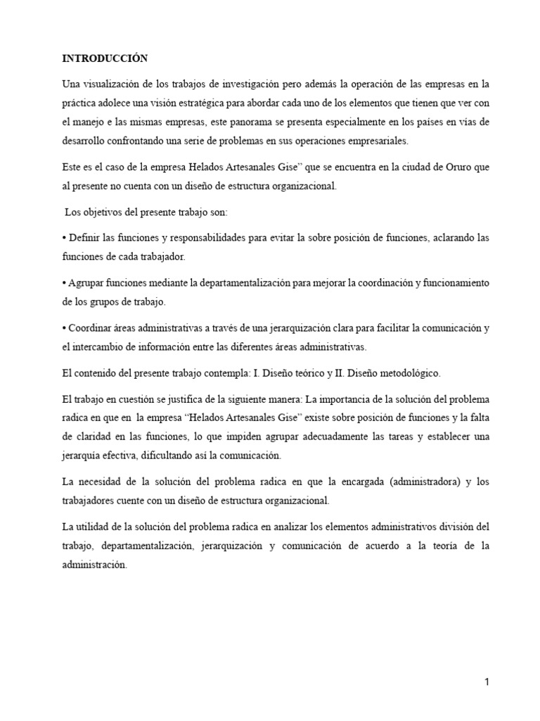 Estructura Organizacional en Helados Gise | PDF | Bienes | Gestión ...