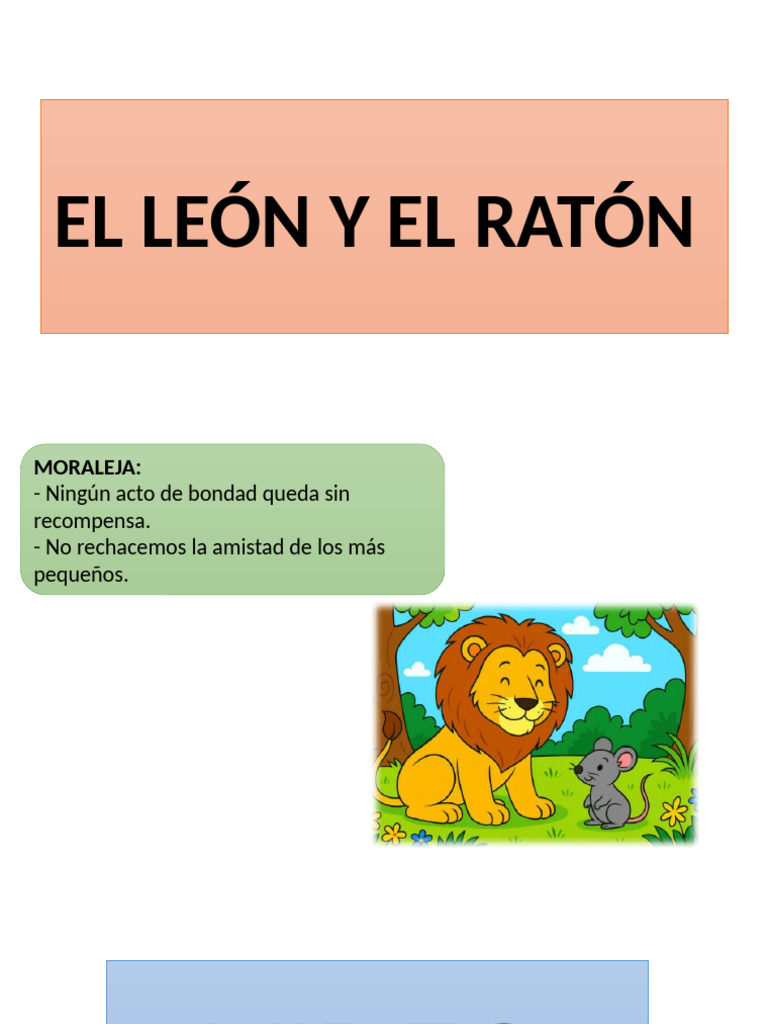 Ppt Fábula El León y El Ratón | PDF