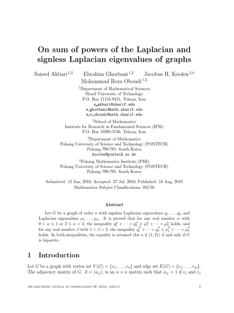 On Sum of Powers of The Laplacian Andsignless Laplacian Eigenvalues of ...