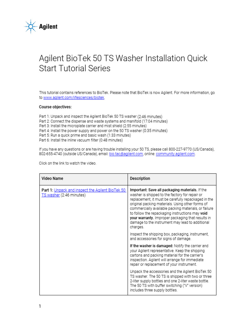 Biotek 50TS Installation Quick Start Tutorial URL List Agilent | PDF | Washing Machine