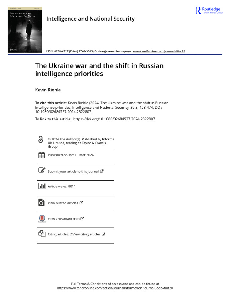 The Ukraine War and The Shift in Russian Intelligence Priorities | PDF ...