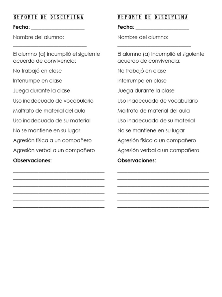 Reporte de Disciplina | PDF