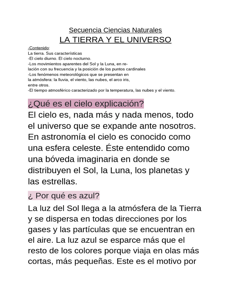 Características de la Tierra y el Universo | PDF | Cielo | Tierra