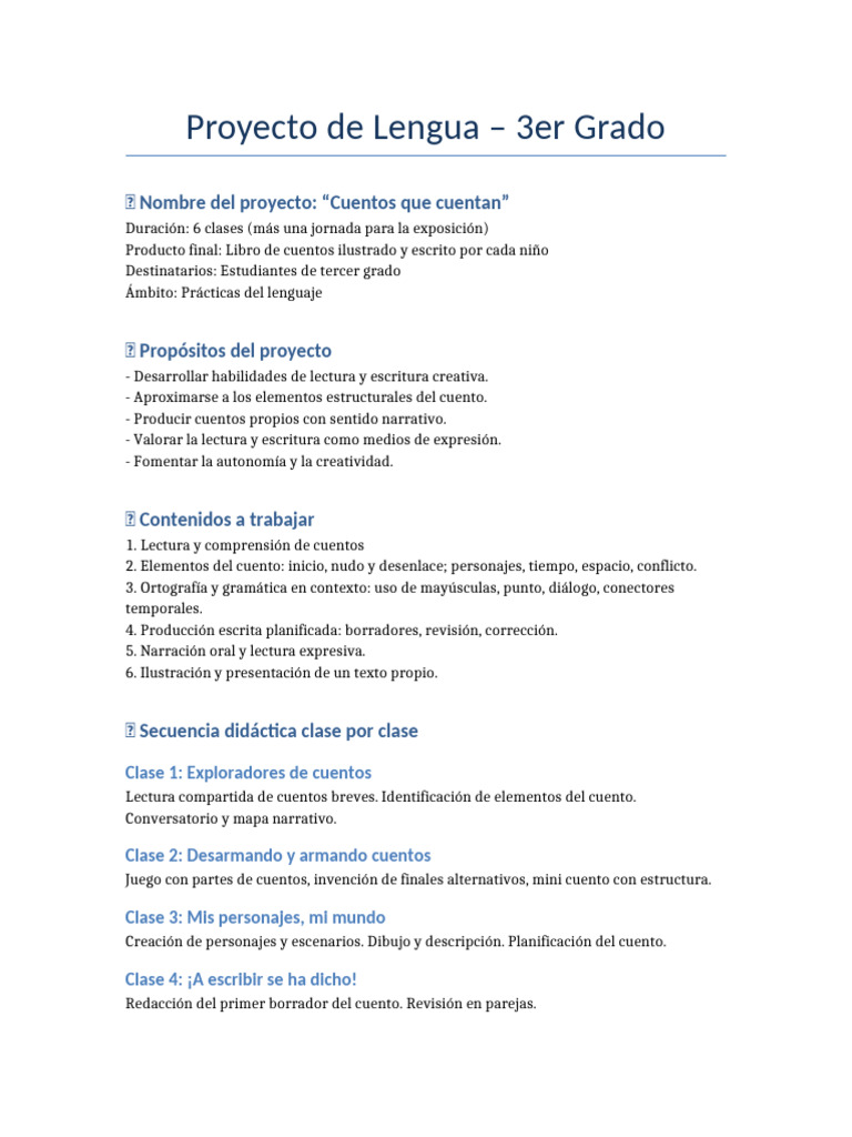 Proyecto Lengua 3er Grado | PDF