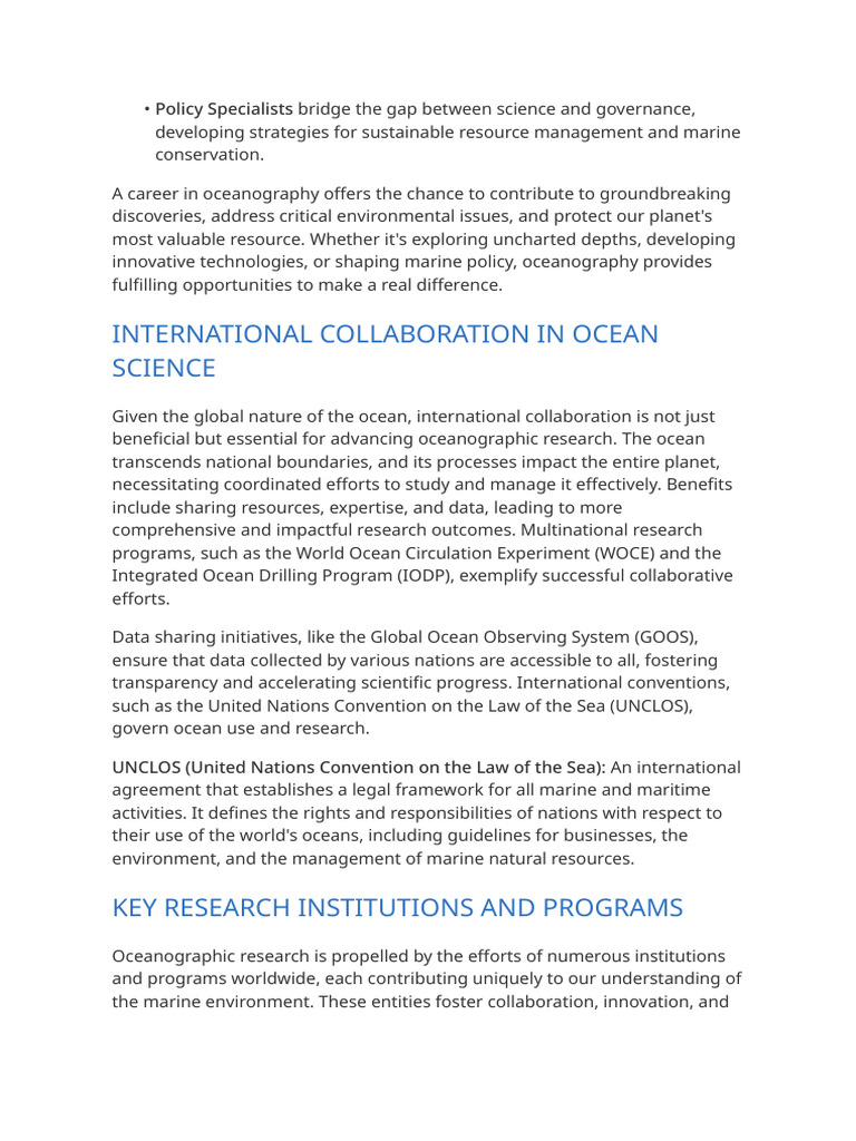 International Collaboration in Ocean Science | PDF