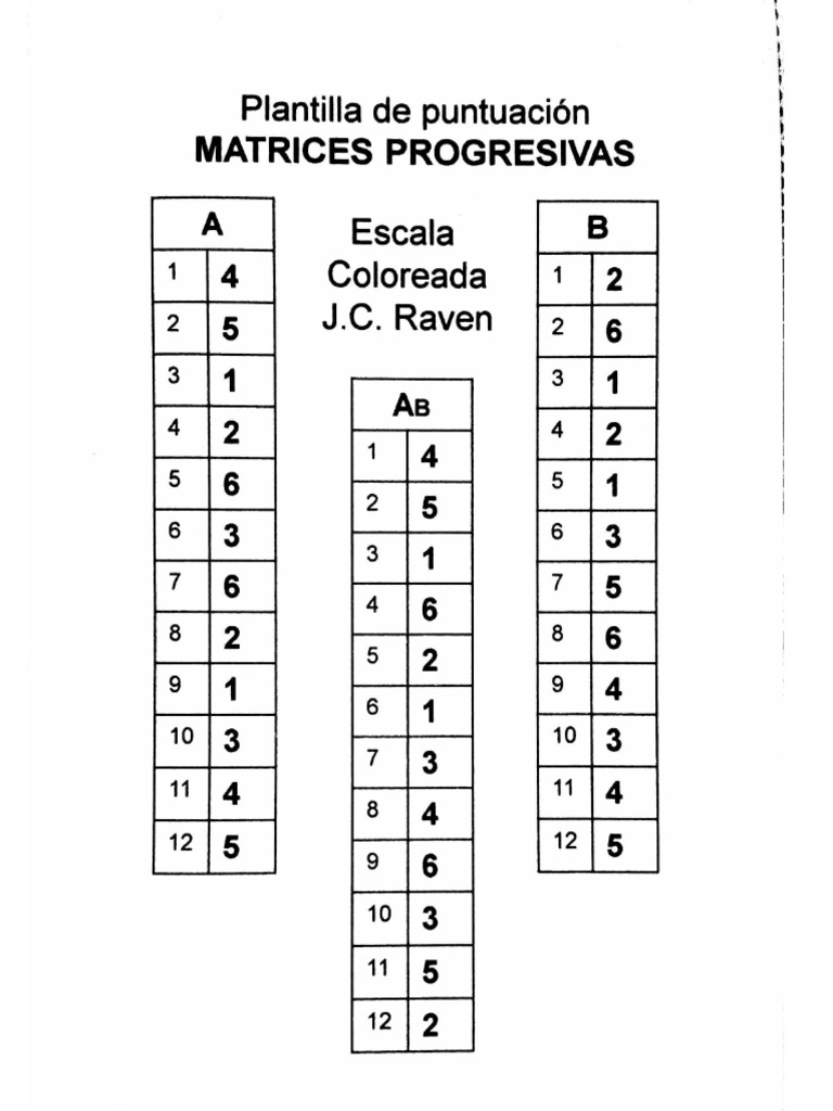 Baremo Raven Escolar | PDF