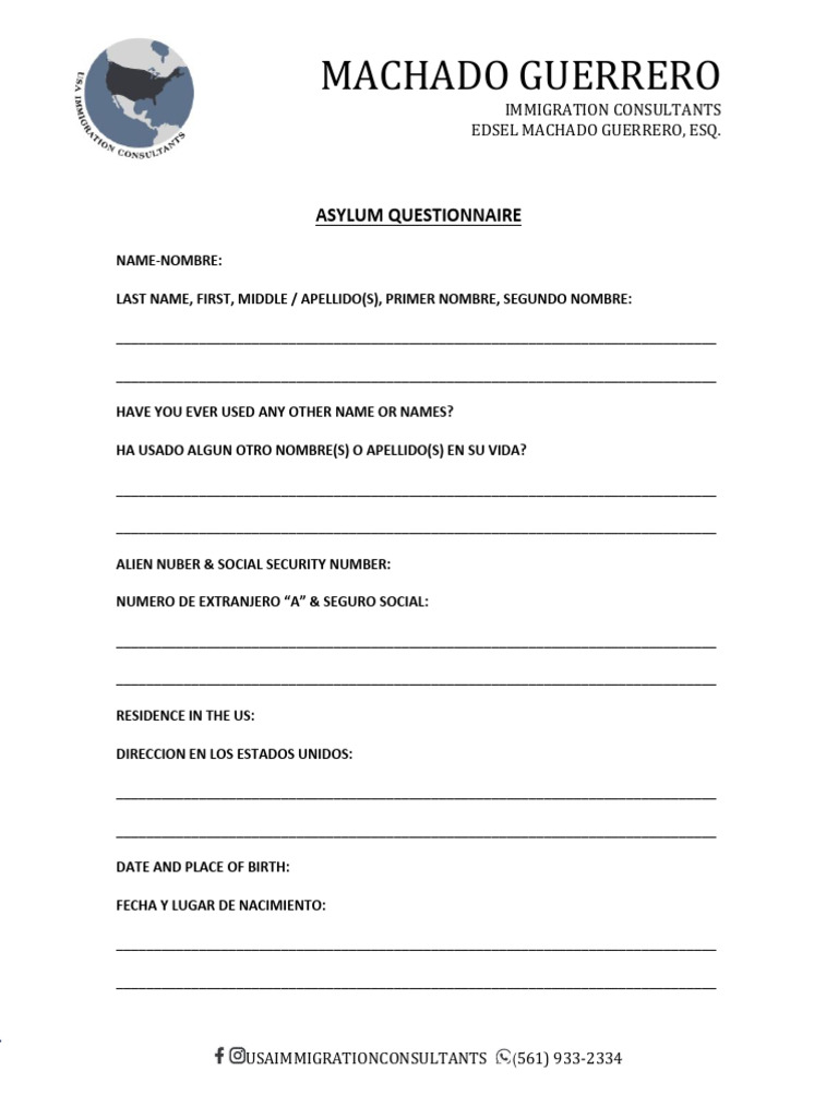 Asylum Questionnaire | PDF