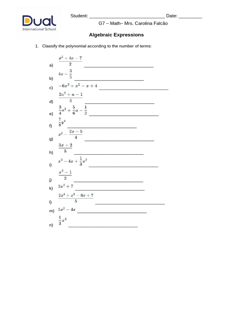 Answer Key Activity G7 - Algebra | PDF | Algebra | Computational Science