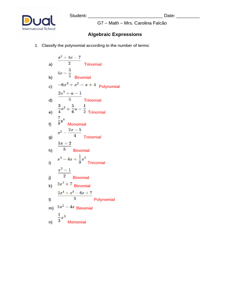 Activity G7 - Algebra | PDF | Algebra | Algorithms