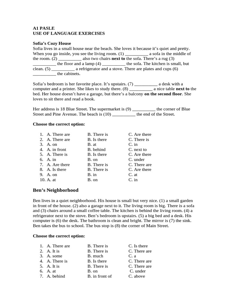 Language Exercises for Describing Homes | PDF