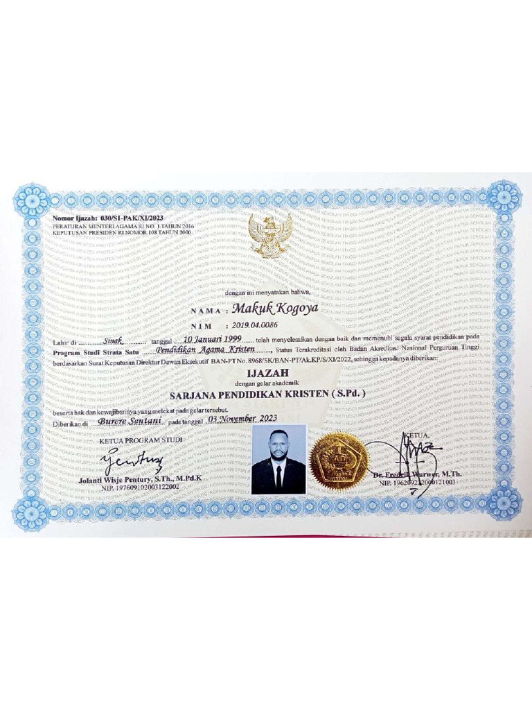 Ijazah Makuk Kogoya | PDF