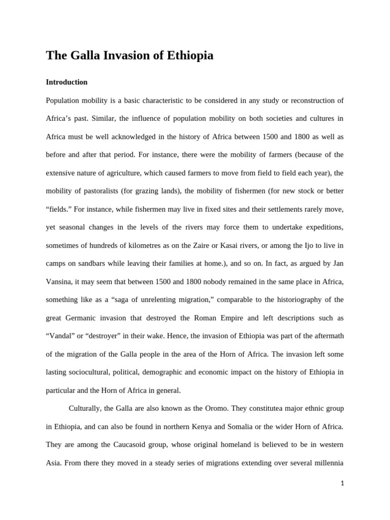 Galla Invasion's Impact on Ethiopia | PDF | Ethiopia | Horn Of Africa