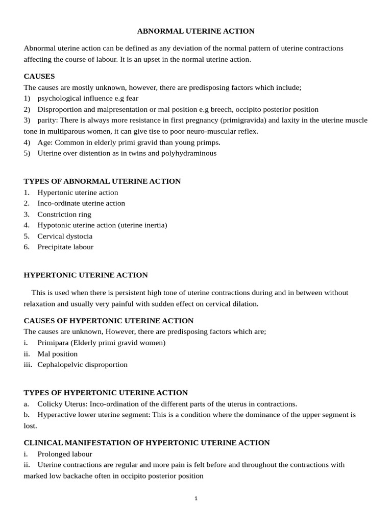 Incoordinate Uterine Action Management | PDF | Childbirth | Uterus
