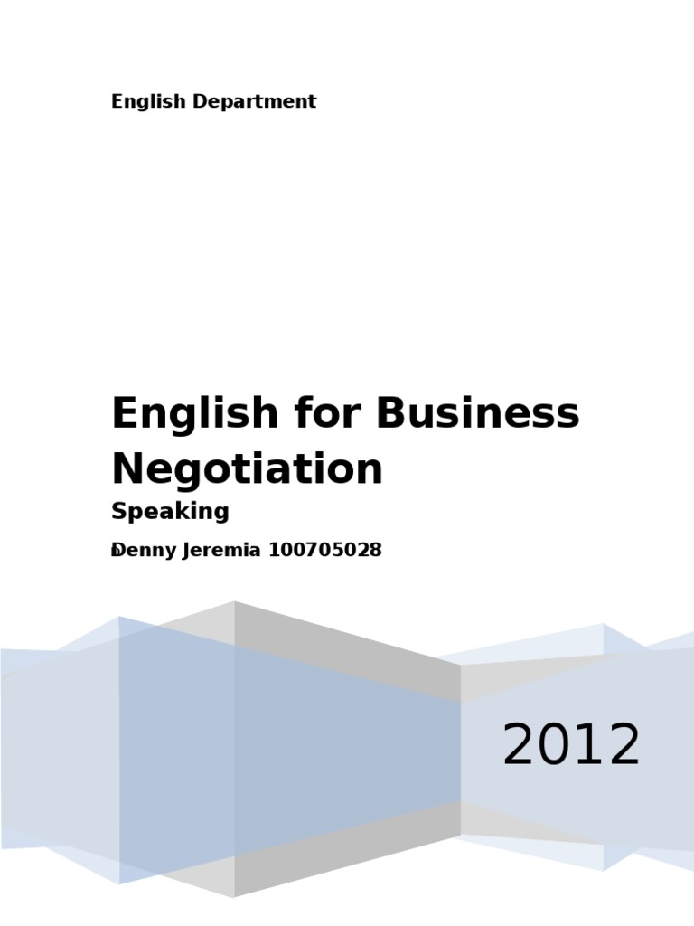 Business Negotiation Techniques in English | PDF | Negotiation