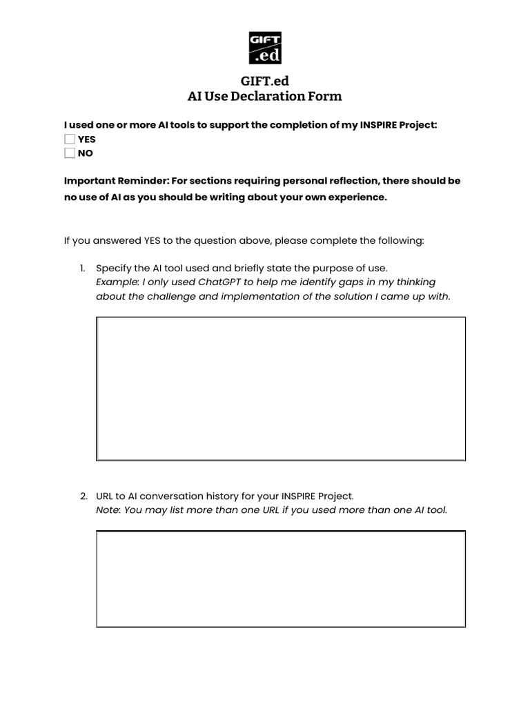 A0d0aef3 6f48 4c87 9b96 Af671315f3c7 - GIFTed AI Use Declaration Form | PDF