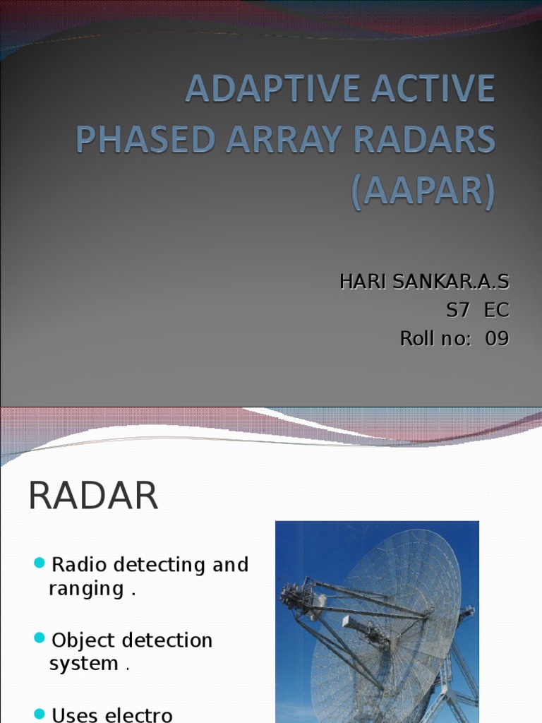 Overview of Adaptive Phased Array Radar | PDF | Radar | Microwave ...