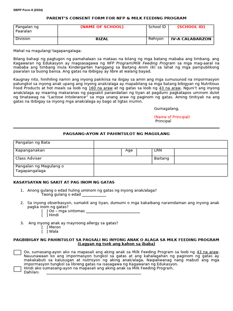 SBFP Form 8 - Consent (A4 Size) | PDF