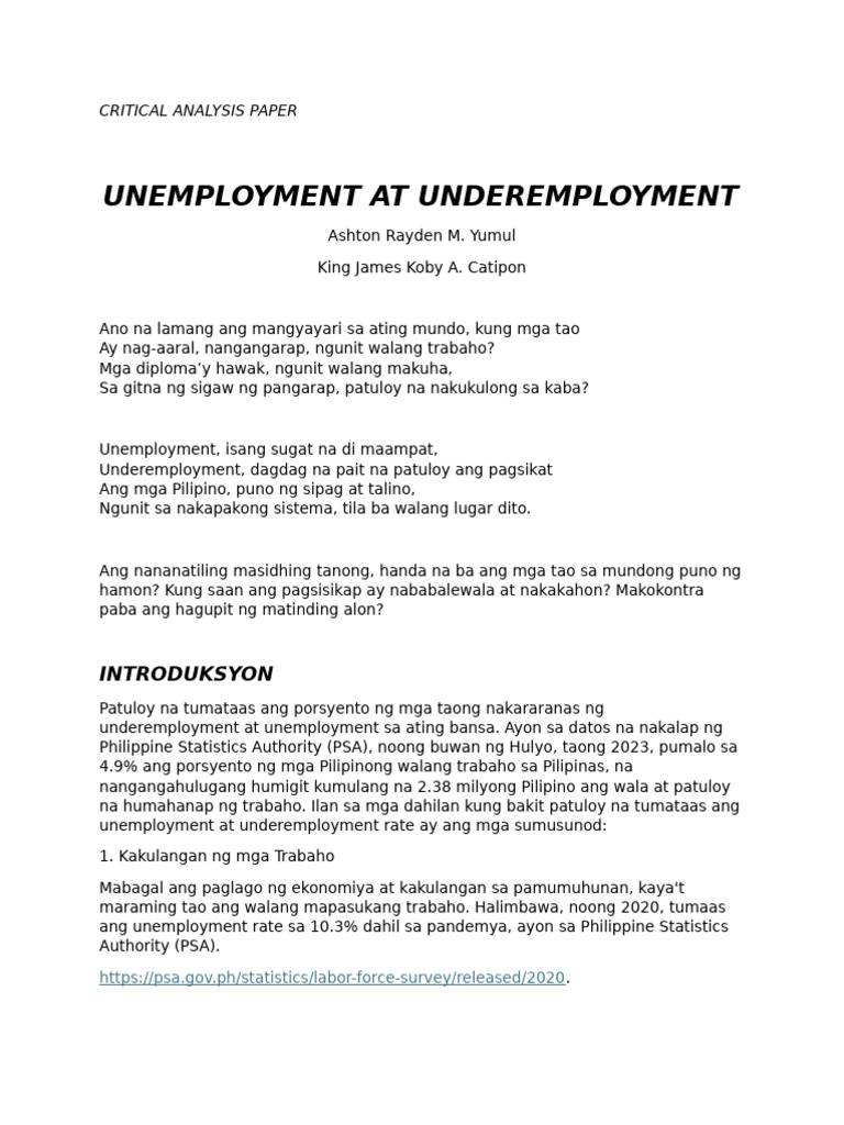 Critical Analysis Paper | PDF