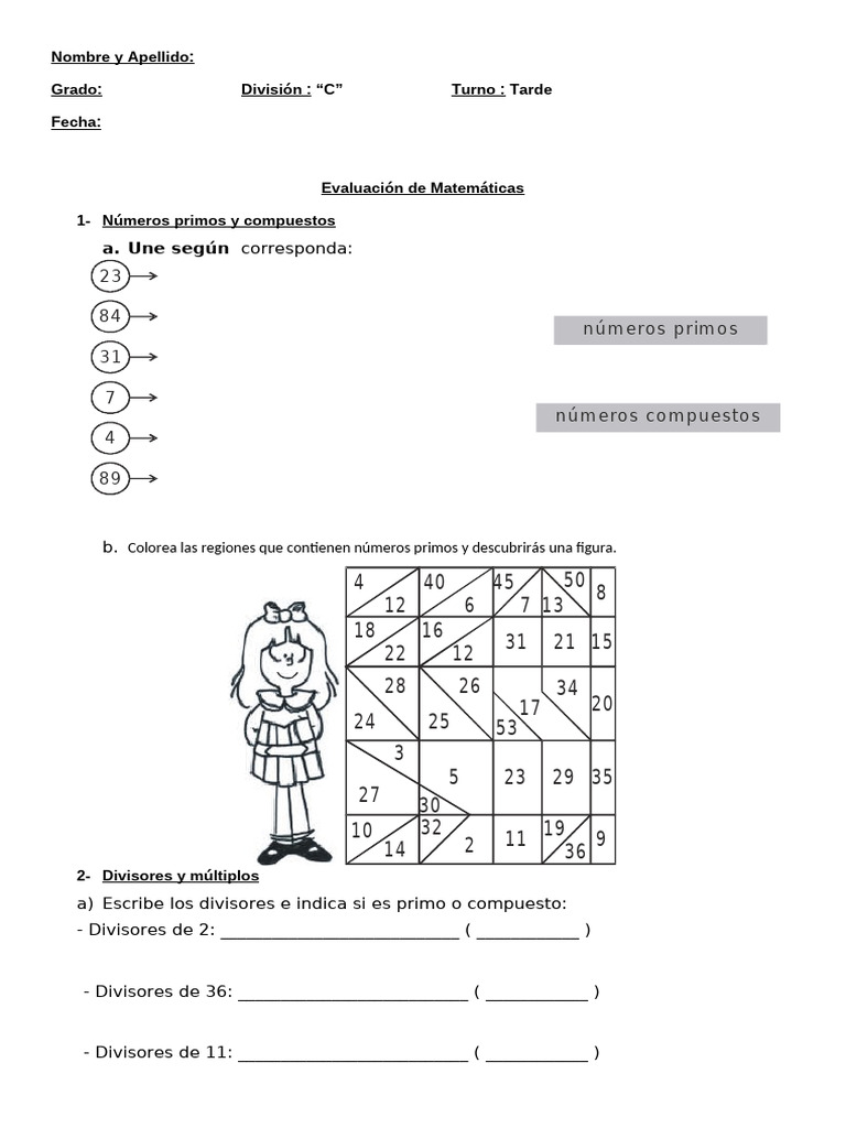 Nombre y Apellido | PDF | Número primo | Matemáticas